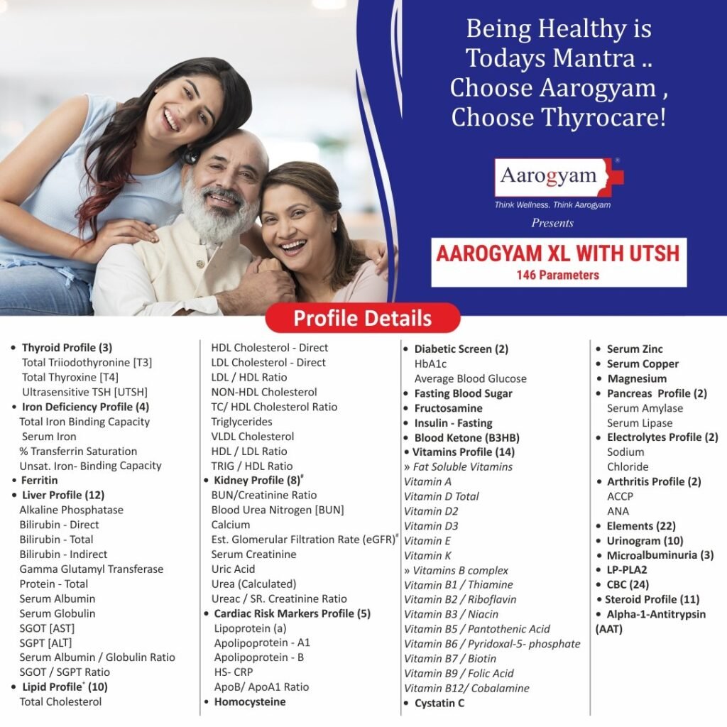 AAROGYAM XL WITH UTSH – Thyrocare Aarogyam centre/Diagnostic Centre ...